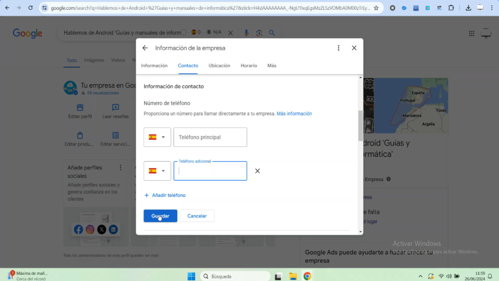 Cambiar el teléfono de contacto en perfil de empresa - 👉 Tutoriales de Android, Java, MySQL y ...